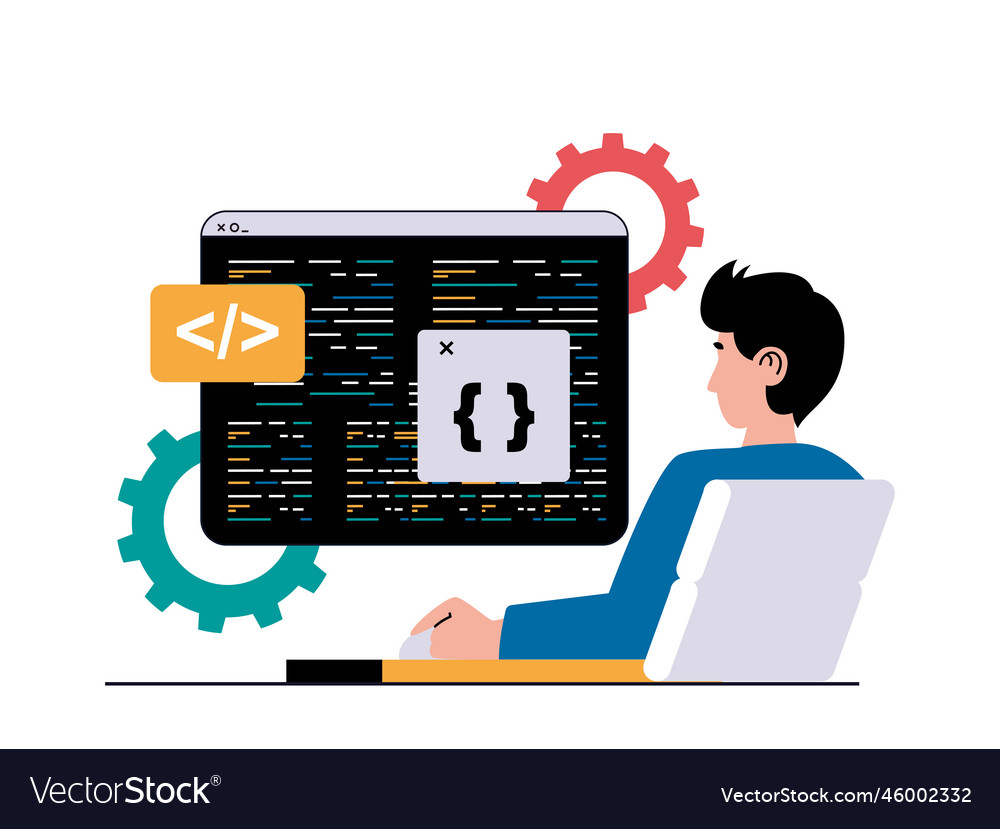 Programming software concept with character Vector Image Programming software concept with character Vector Image