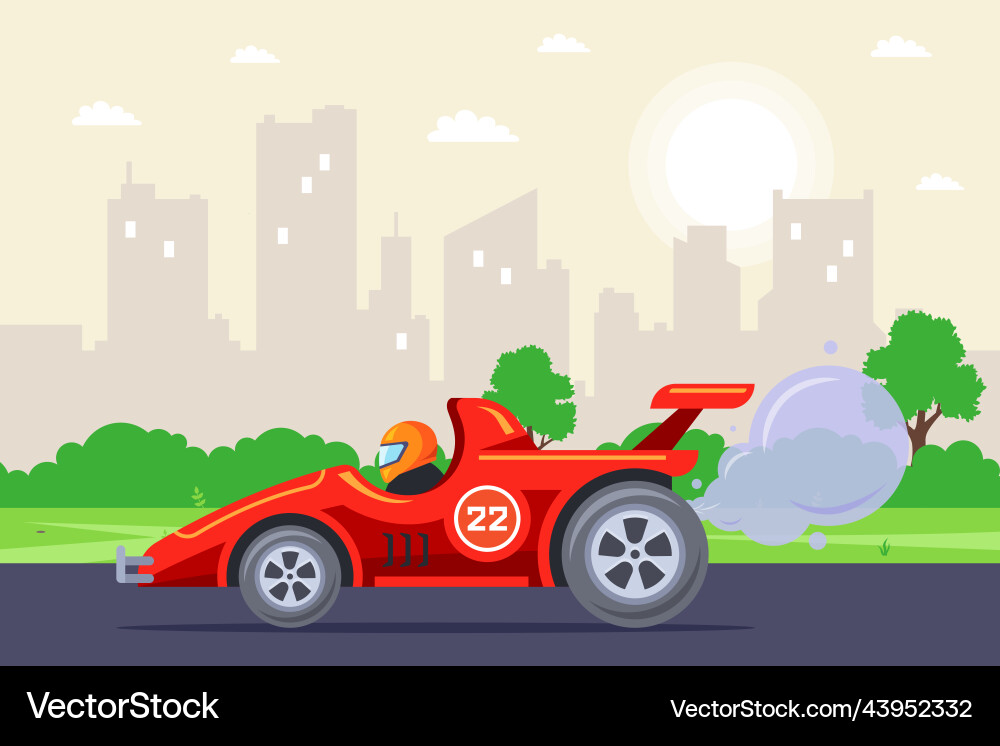 Red racing car on the track Royalty Free Vector Image