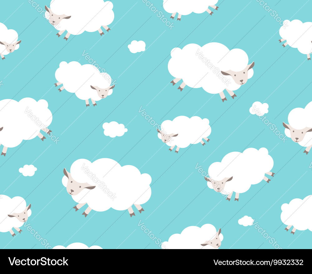 Seamless pattern white sheep and cloud Royalty Free Vector