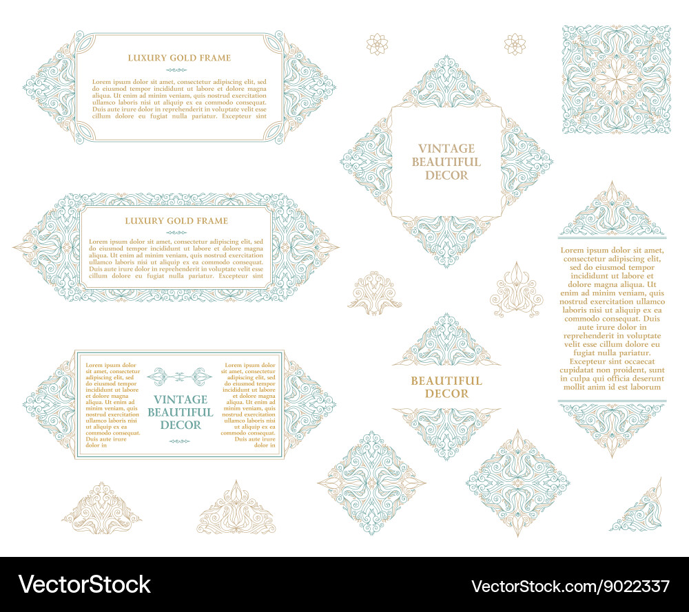 Arabic set of frames lines art design Royalty Free Vector