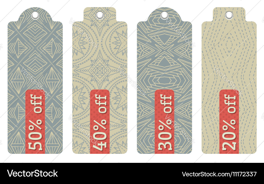 Beige labels with sale offer Royalty Free Vector Image