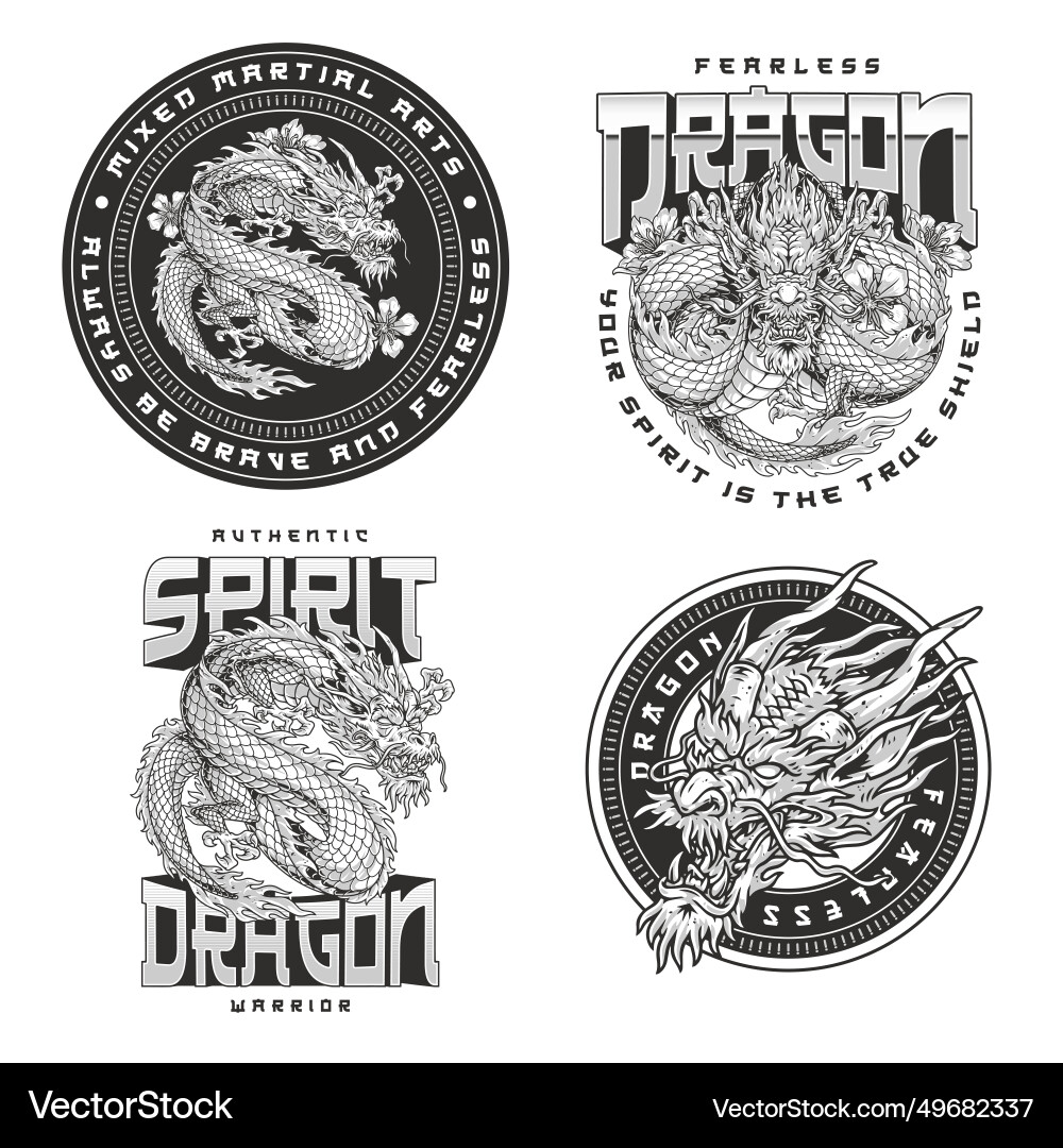 Dragon fight club set flyer Royalty Free Vector Image