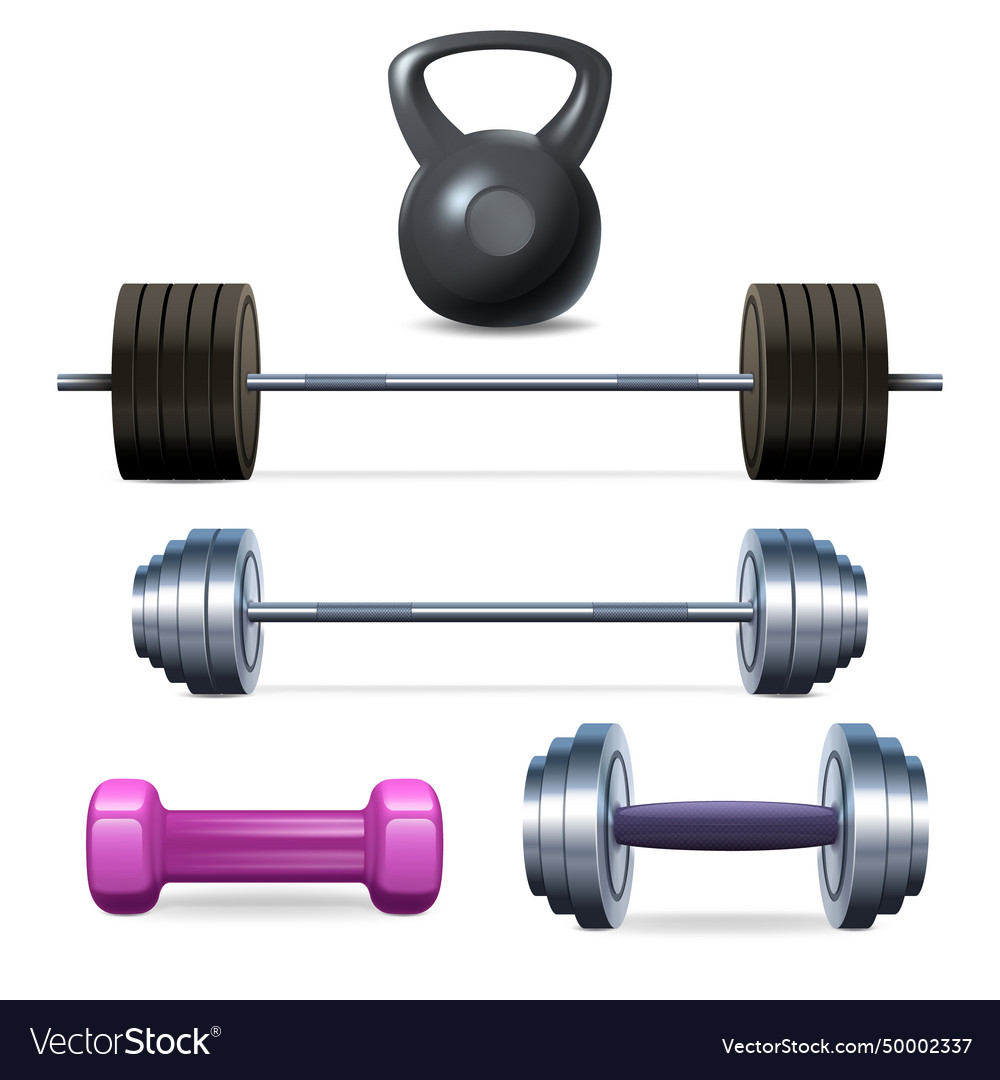 Dumbbells barbells and weight Royalty Free Vector Image