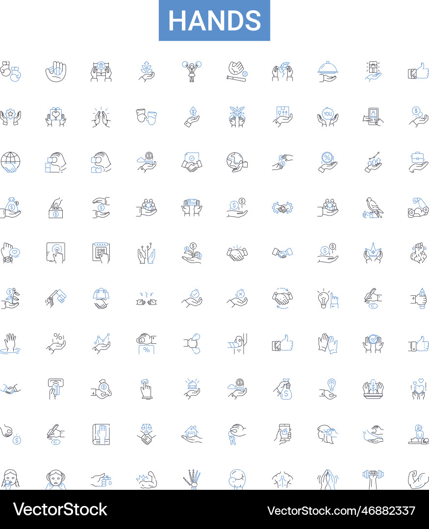 Hands outline icons collection grip grasp Vector Image