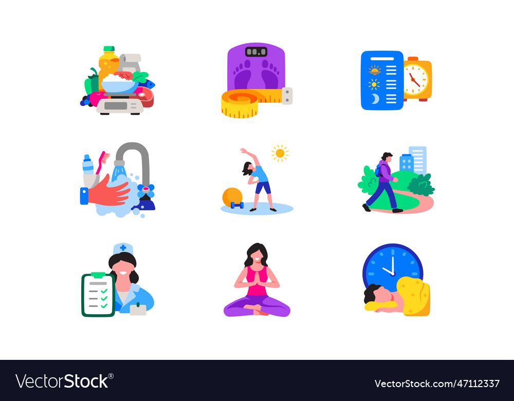 Healthy lifestyle icon set Royalty Free Vector Image Healthy lifestyle icon set Royalty Free Vector Image