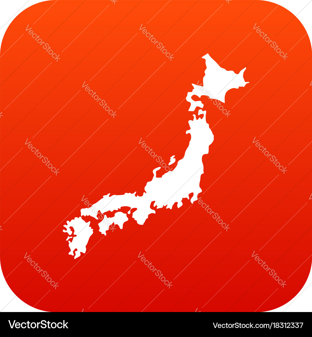 Map of japan icon digital red Royalty Free Vector Image