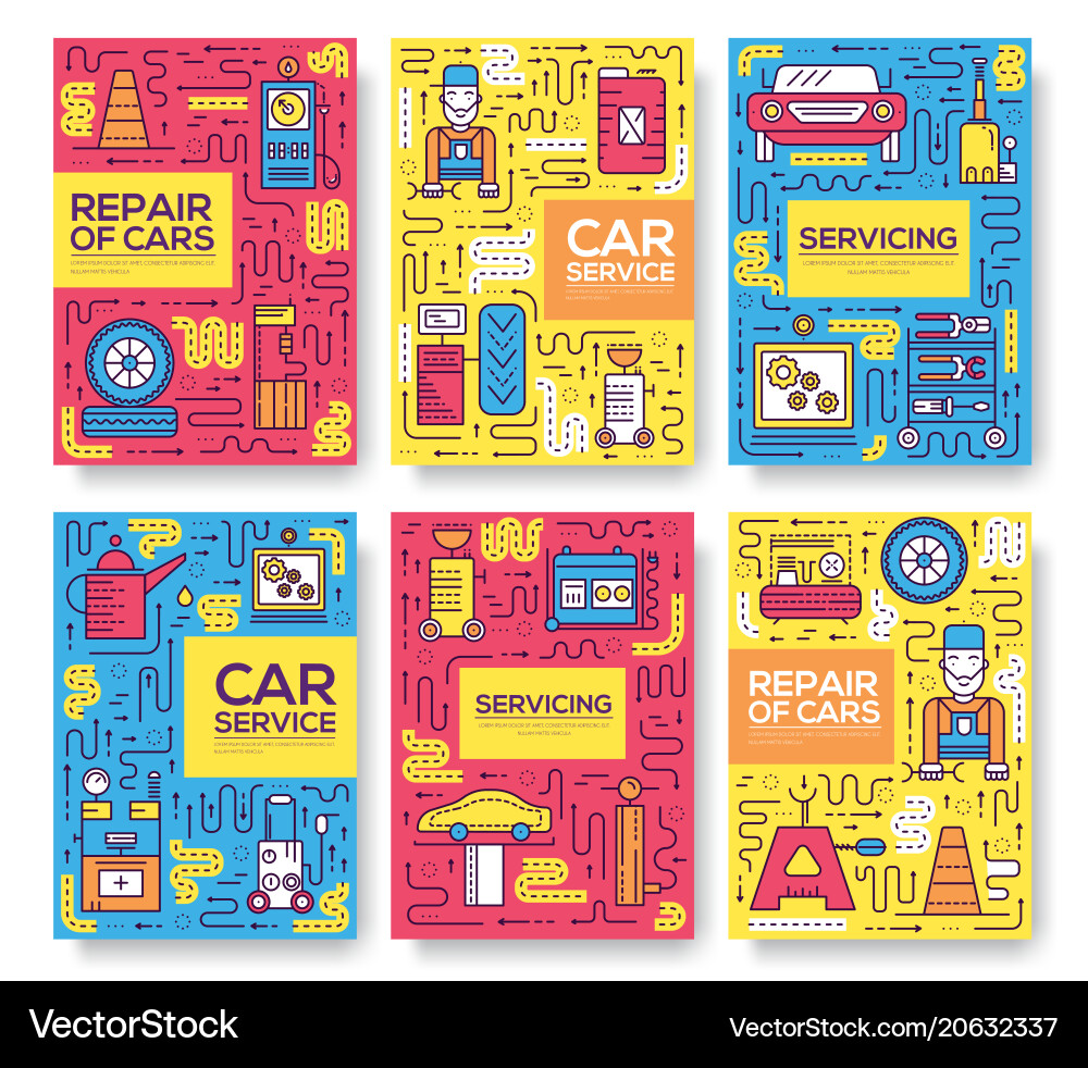 Premium quality auto service brochure cards Vector Image