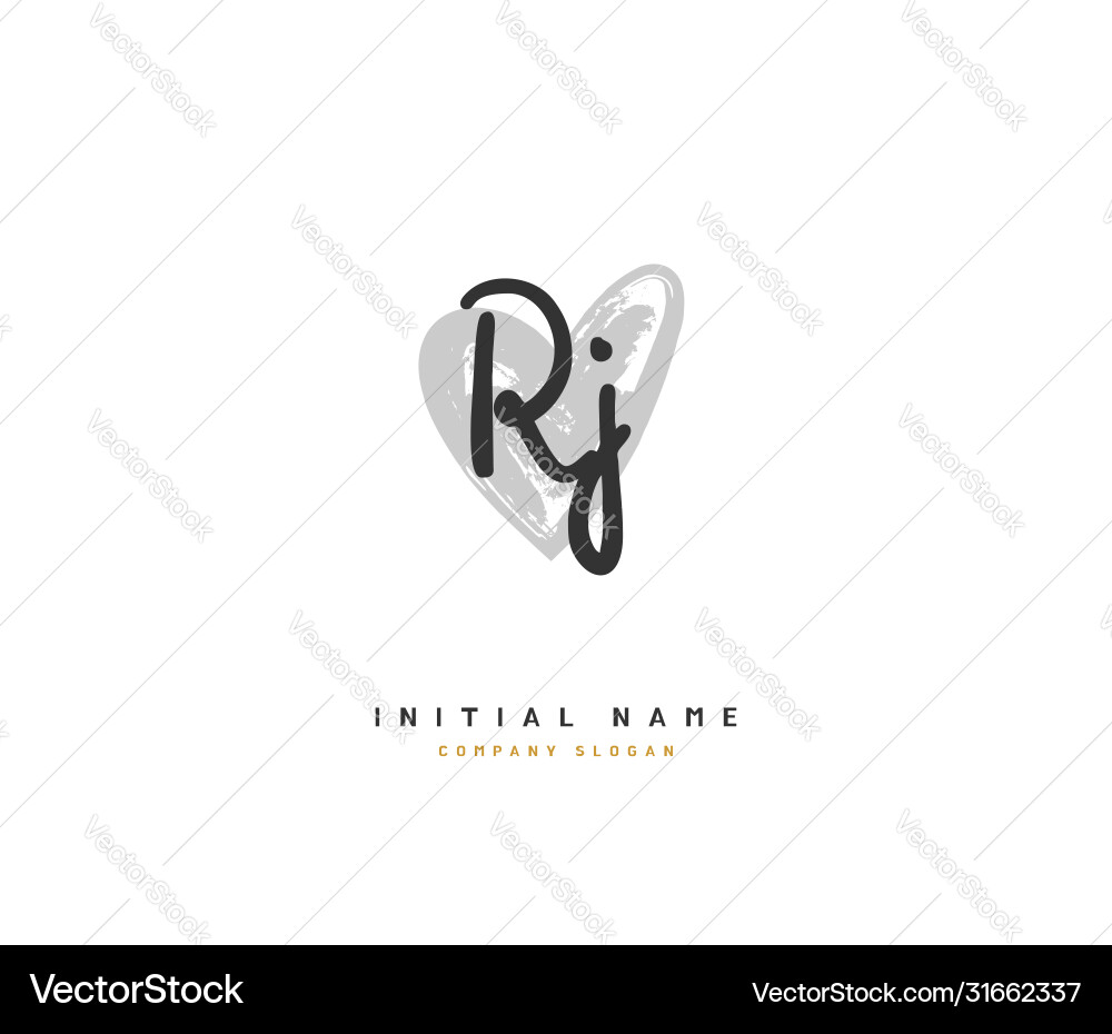R j rj beauty initial logo handwriting logo Vector Image