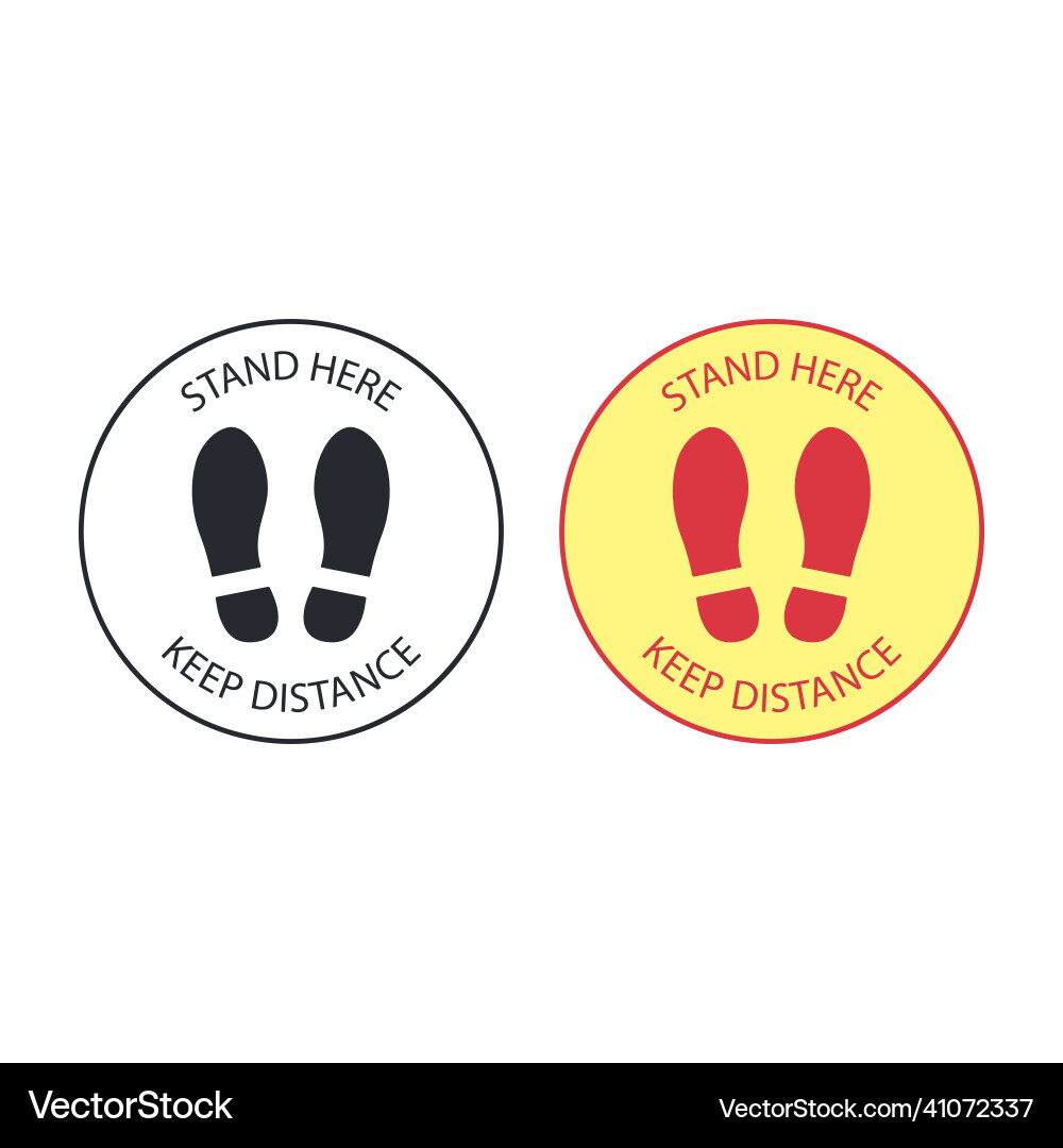 Stand here keep distance sign or sticker on white Vector Image