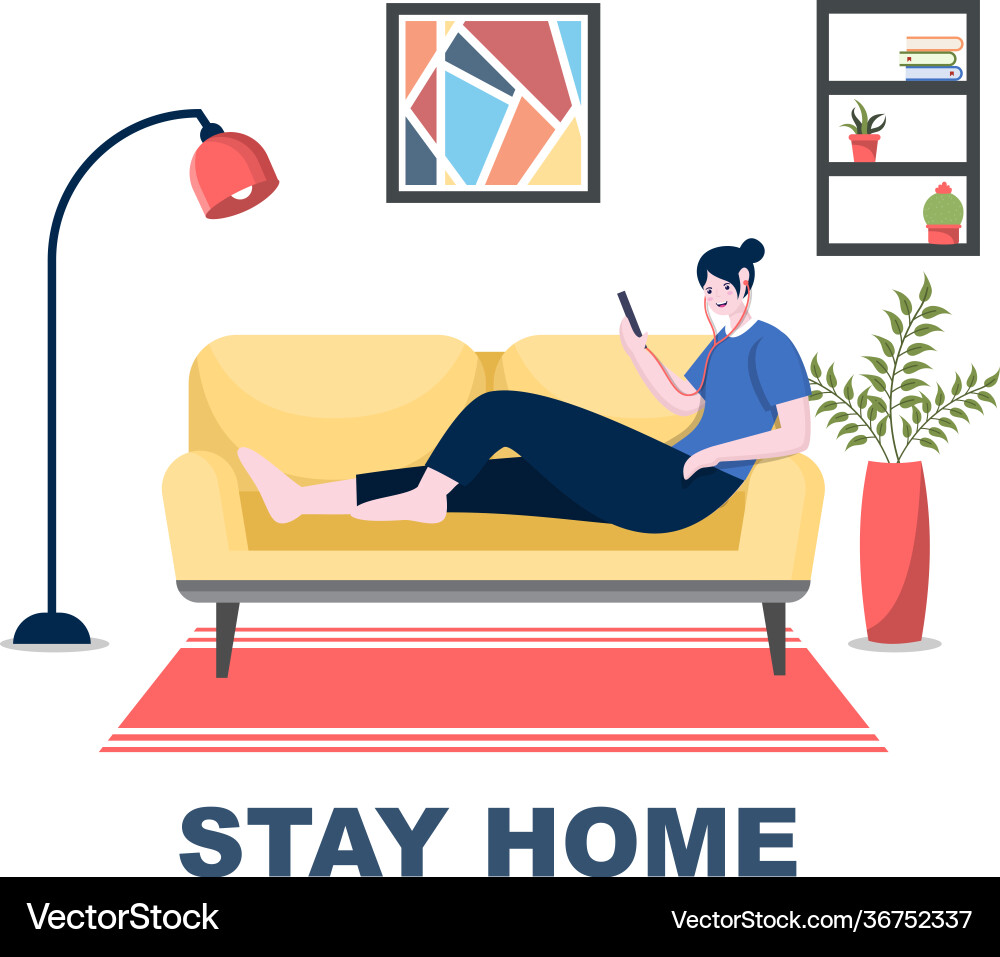 Stay at home for quarantine or self isolation Vector Image