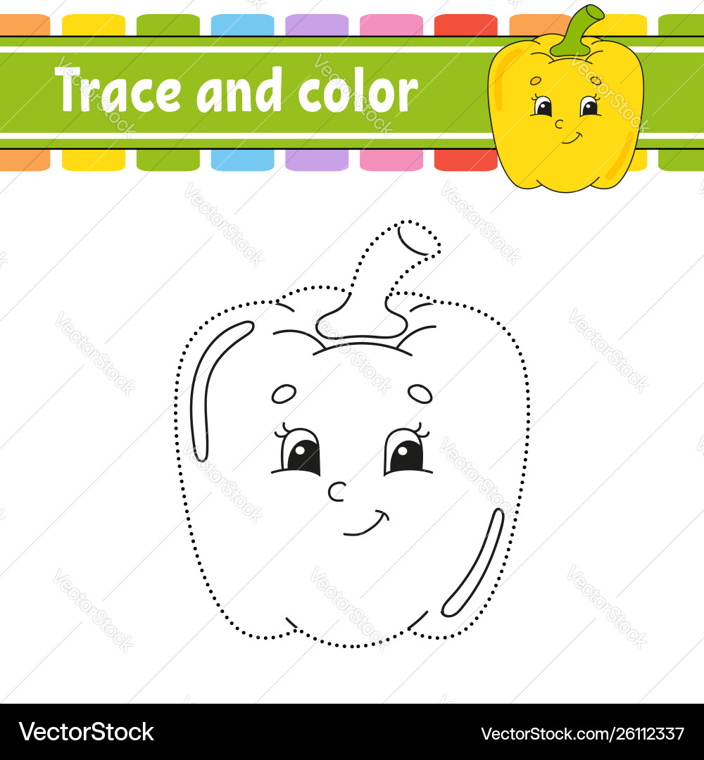 Trace and color handwriting practice education Vector Image