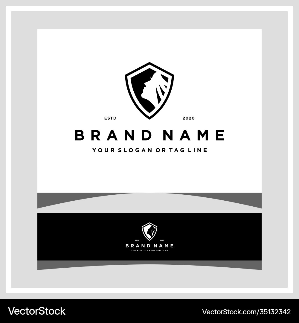 Beautiful woman shield logo design Royalty Free Vector Image