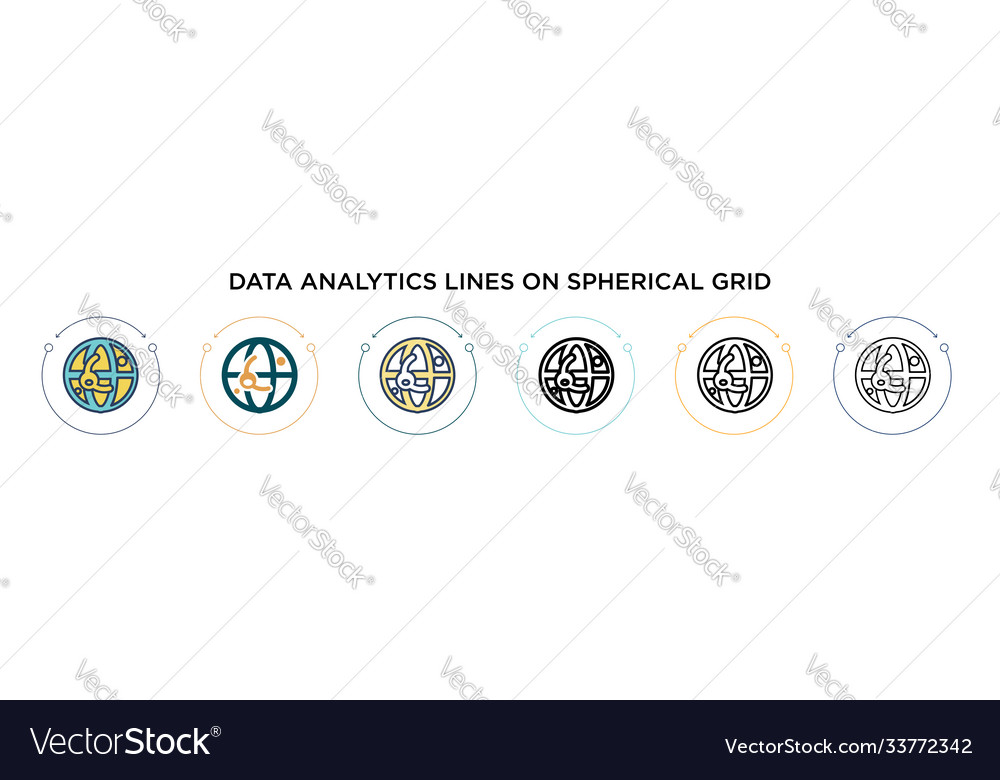 Data analytics lines on spherical grid icon Vector Image