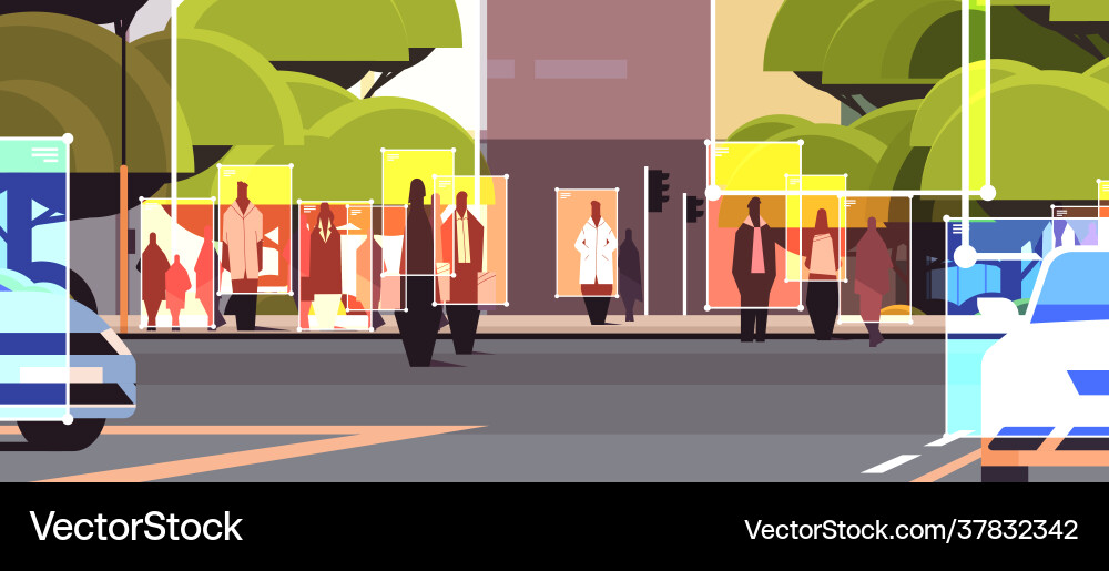 Detection and identification people cars Vector Image