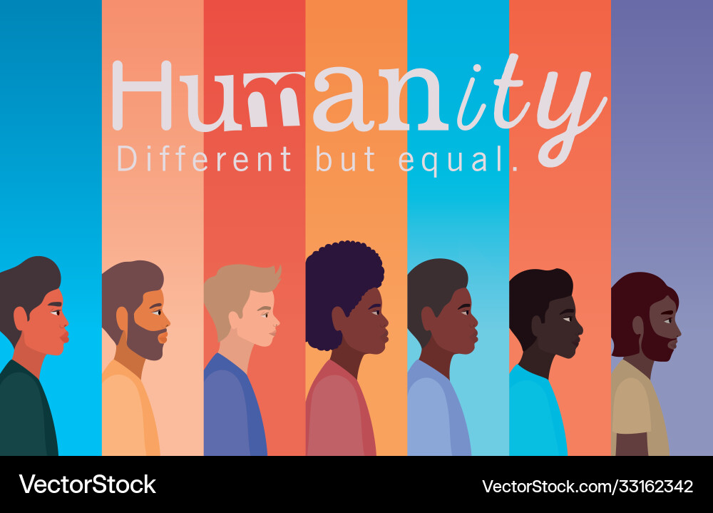 Humanity men cartoons on multicolored background Vector Image