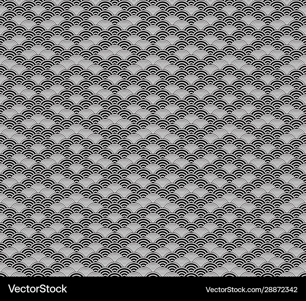 Monochrome seigaiha luxurious japanese pattern Vector Image