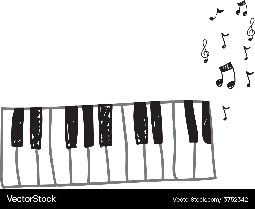Piano instrument with note musical icon Royalty Free Vector