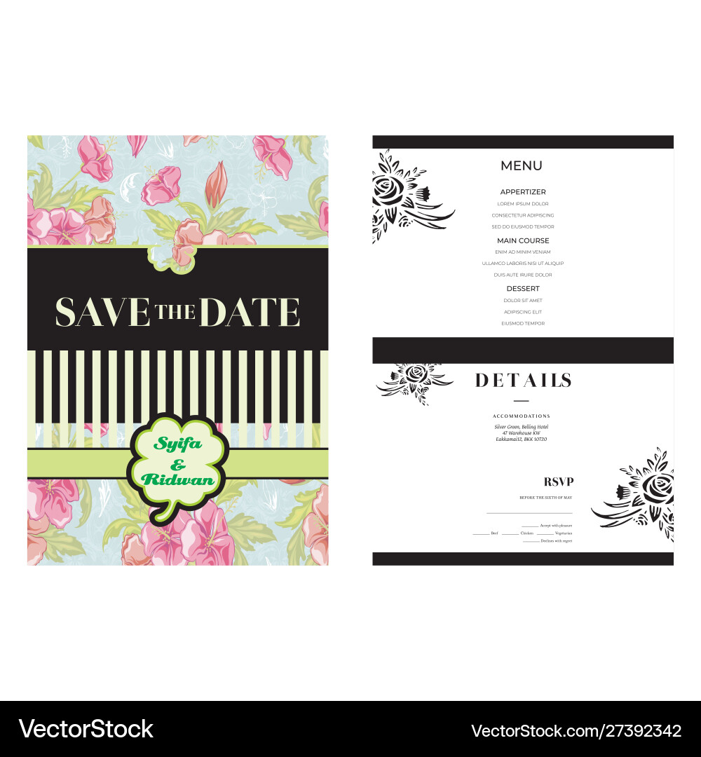 Pink flower brown background wedding invitation Vector Image