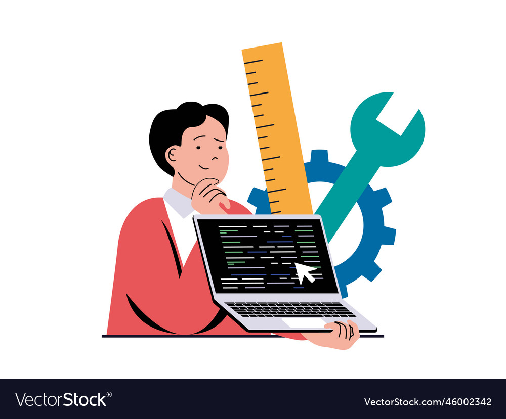 Programming software concept with character Vector Image Programming software concept with character Vector Image