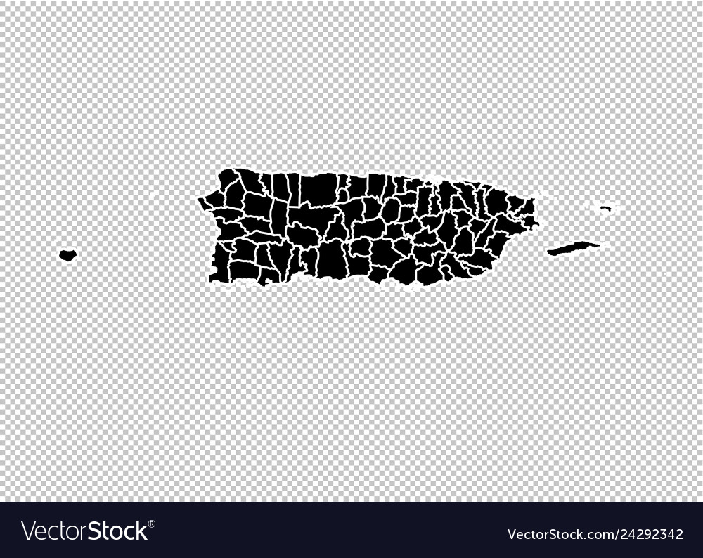 Puerto rico map - high detailed black Royalty Free Vector