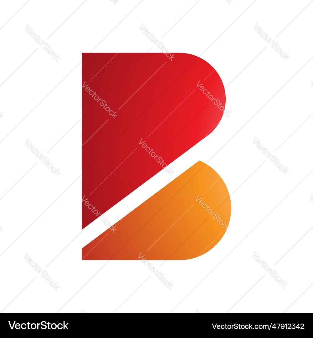 Red and orange bold letter b icon Royalty Free Vector Image