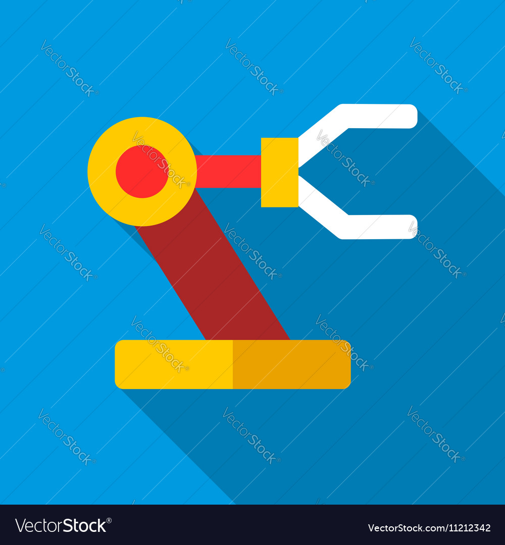 Robotic arm icon flat style Royalty Free Vector Image
