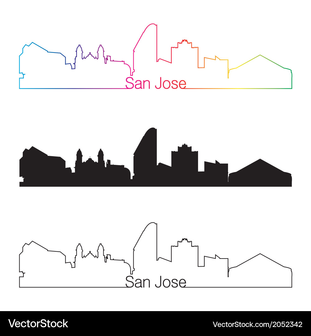 San jose skyline linear style with rainbow Vector Image