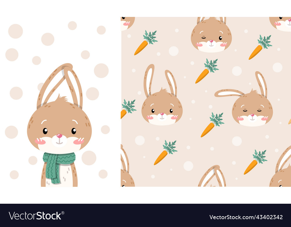 Seamless patterns with rabbit Royalty Free Vector Image