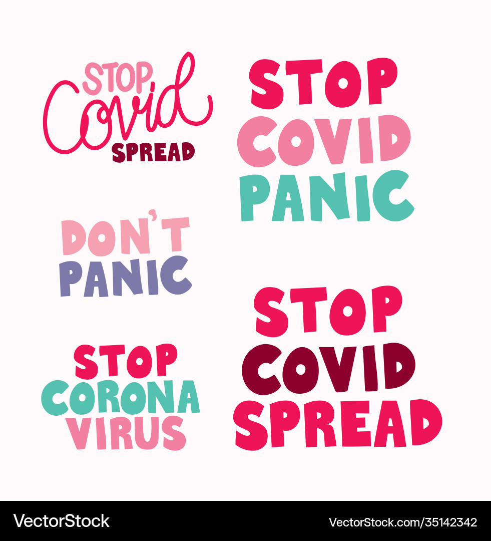 Set covid19 doodle flat on white background Vector Image