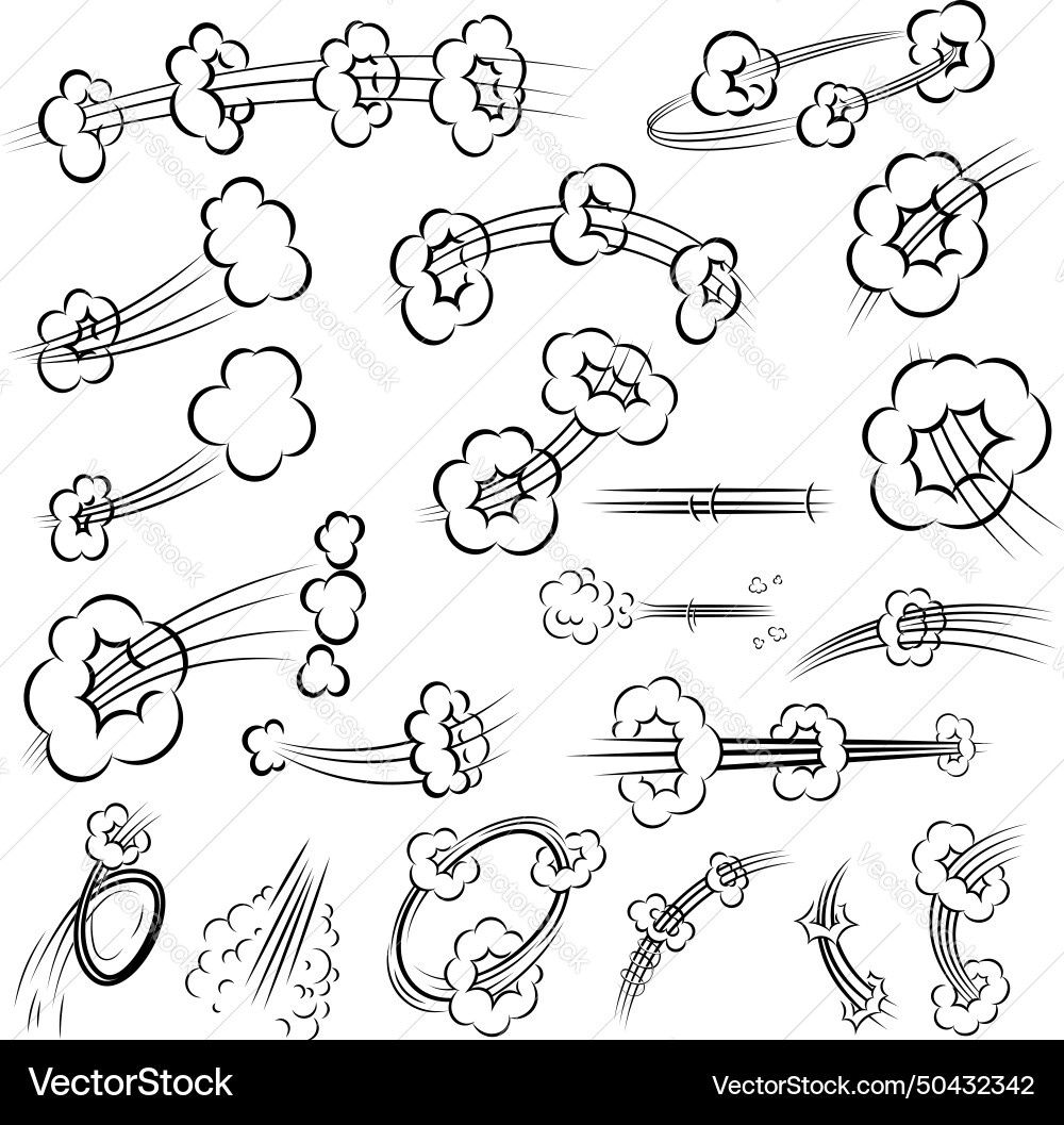 Set of comic style action effects speed lines Vector Image