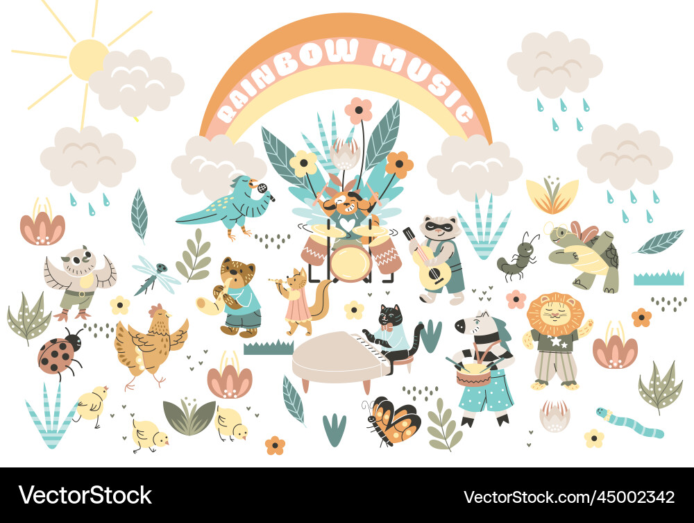 Set of dancing and playing musical instruments Vector Image