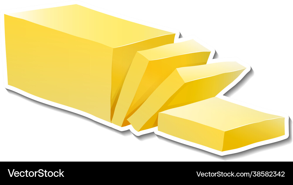 Sliced butter sticker on white background Vector Image