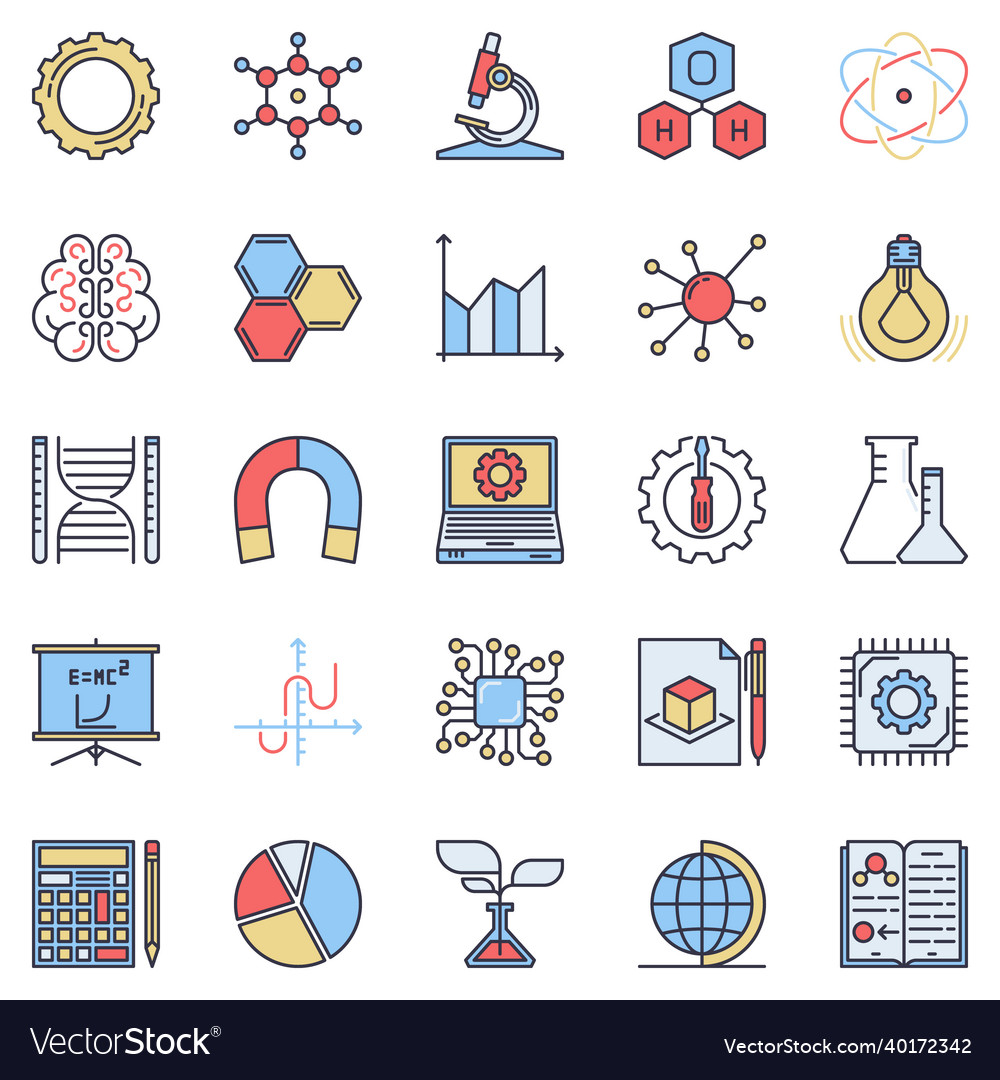 Stem colored concept icons set - science Vector Image