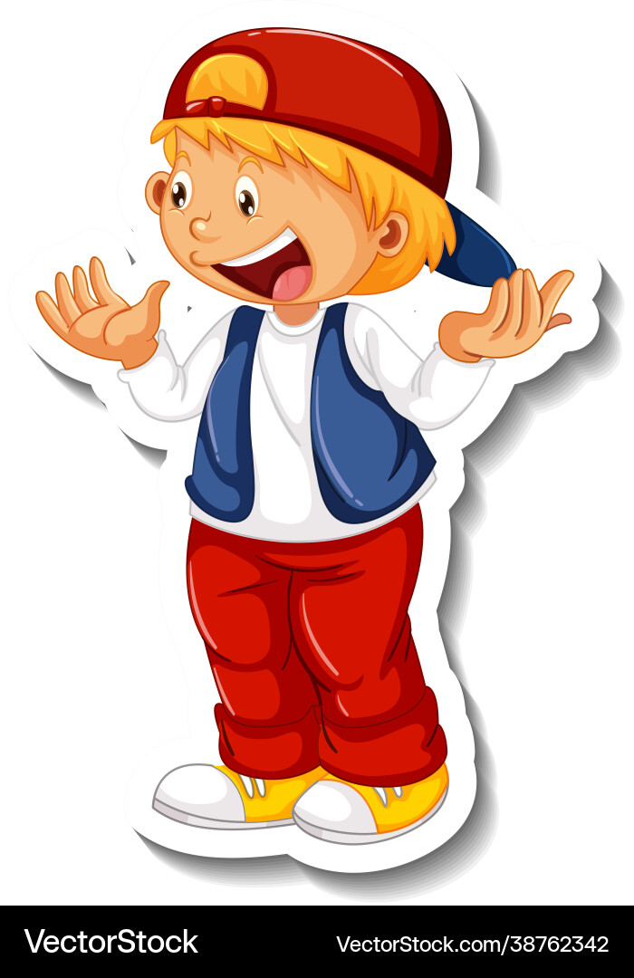 Sticker template with a boy cartoon character Vector Image