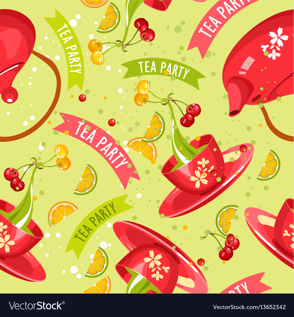 Tea set seamless pattern Royalty Free Vector Image