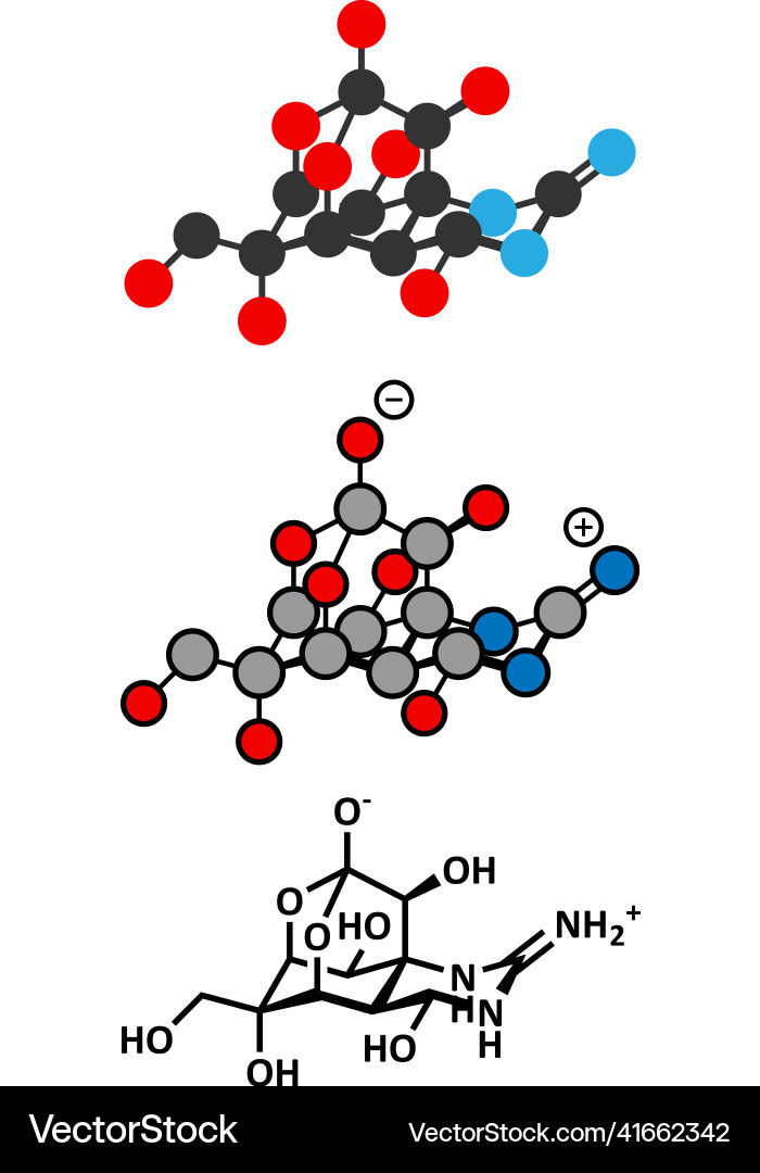 Tetrodotoxin ttx pufferfish neurotoxin molecule Vector Image