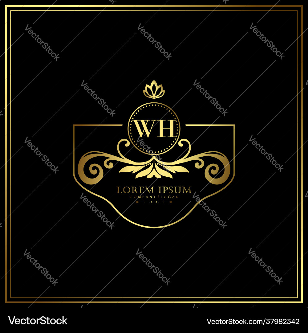 Wh initial letter luxury logo template in art Vector Image