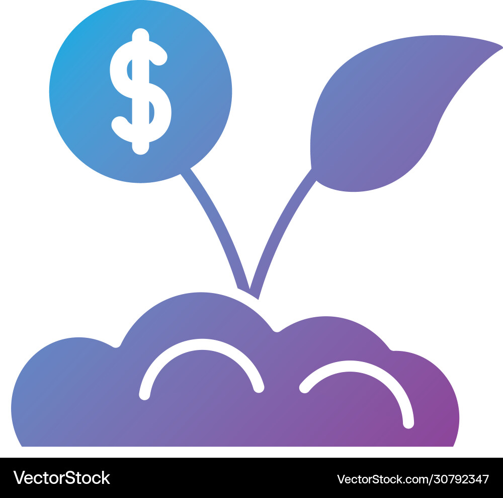 Coin plant silhouette style icon Royalty Free Vector Image