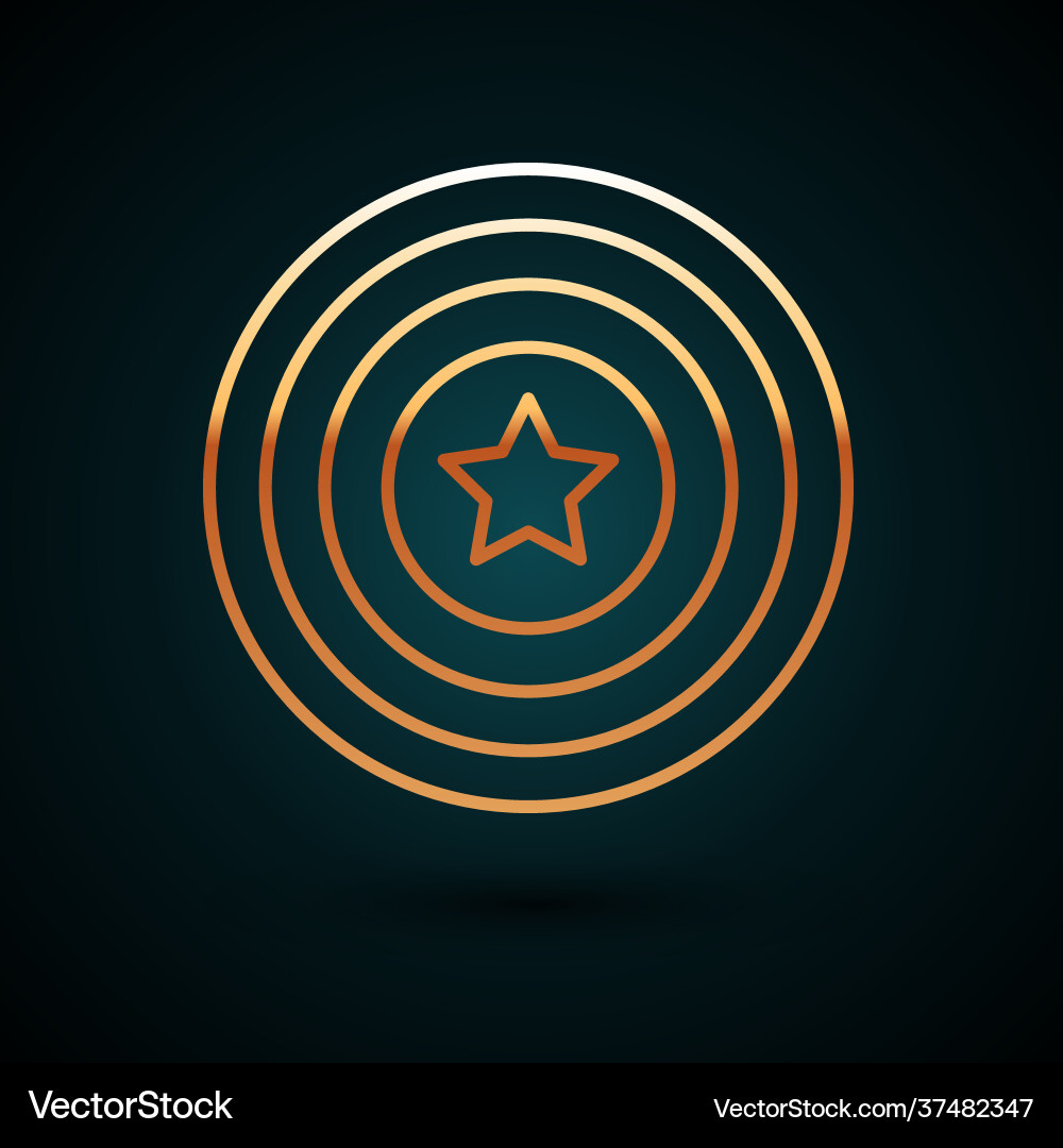 Gold line american star shield icon isolated Vector Image