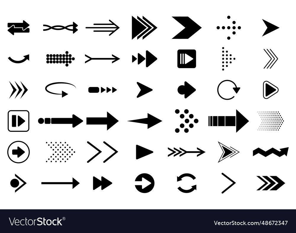 Image of arrows collection and buttons in c Vector Image