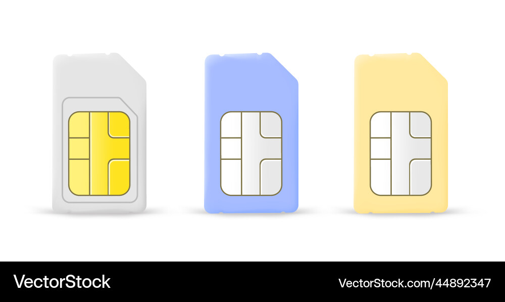 Mobile phone sim card set isolated on white Vector Image