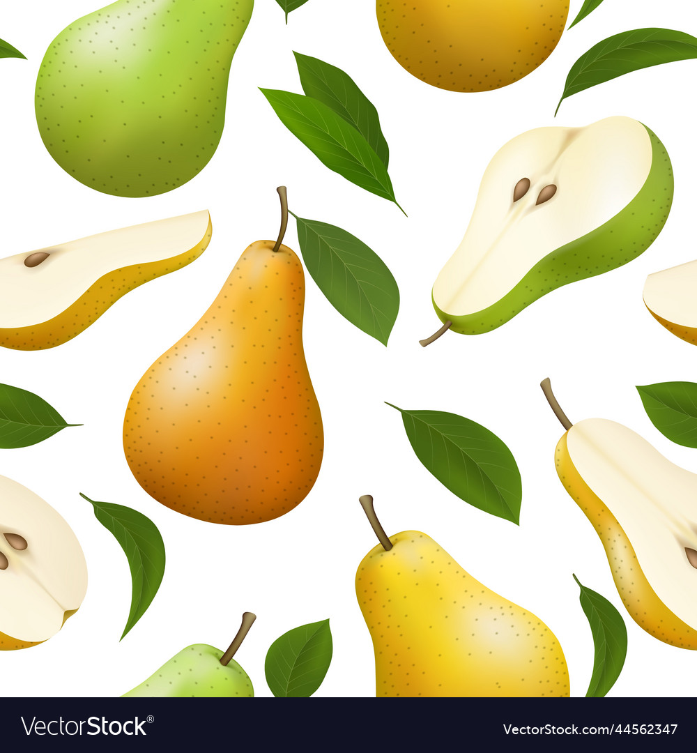 Realistic pears pattern Royalty Free Vector Image