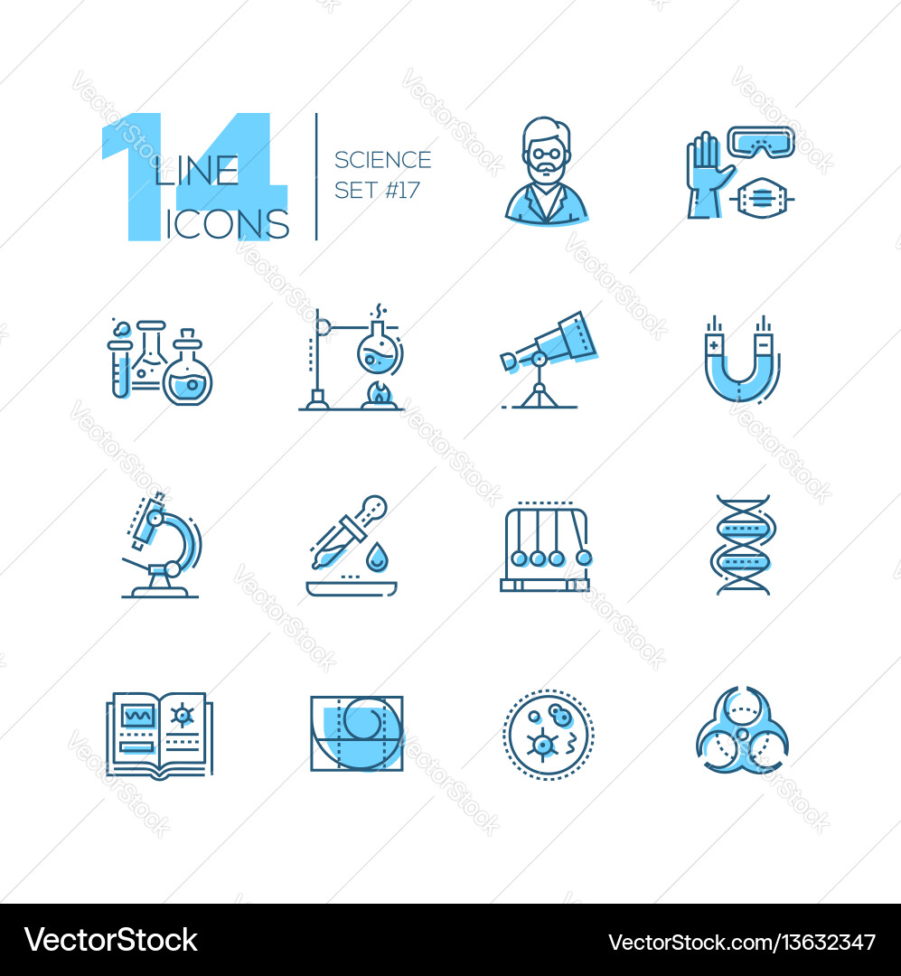 Science - coloured modern single line icons set Vector Image