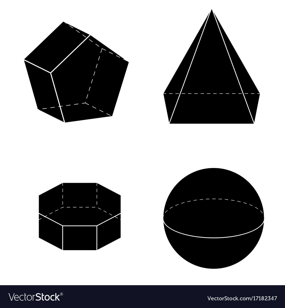 Set of basic geometric shapes solids Royalty Free Vector