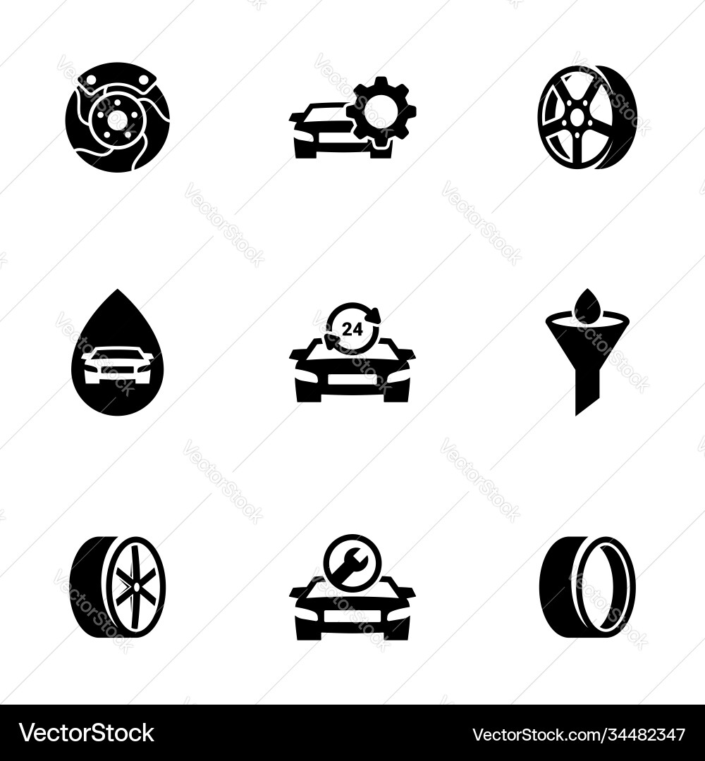 Set simple icons on a theme car service Royalty Free Vector