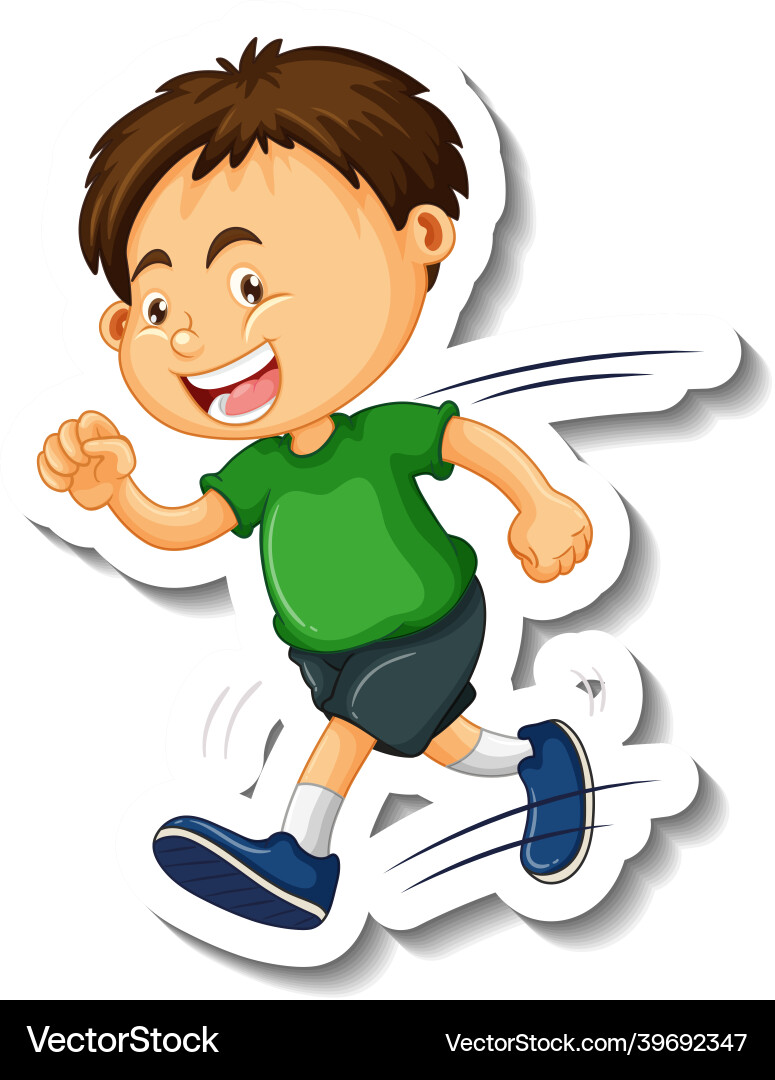 Sticker template with a boy cartoon character Vector Image