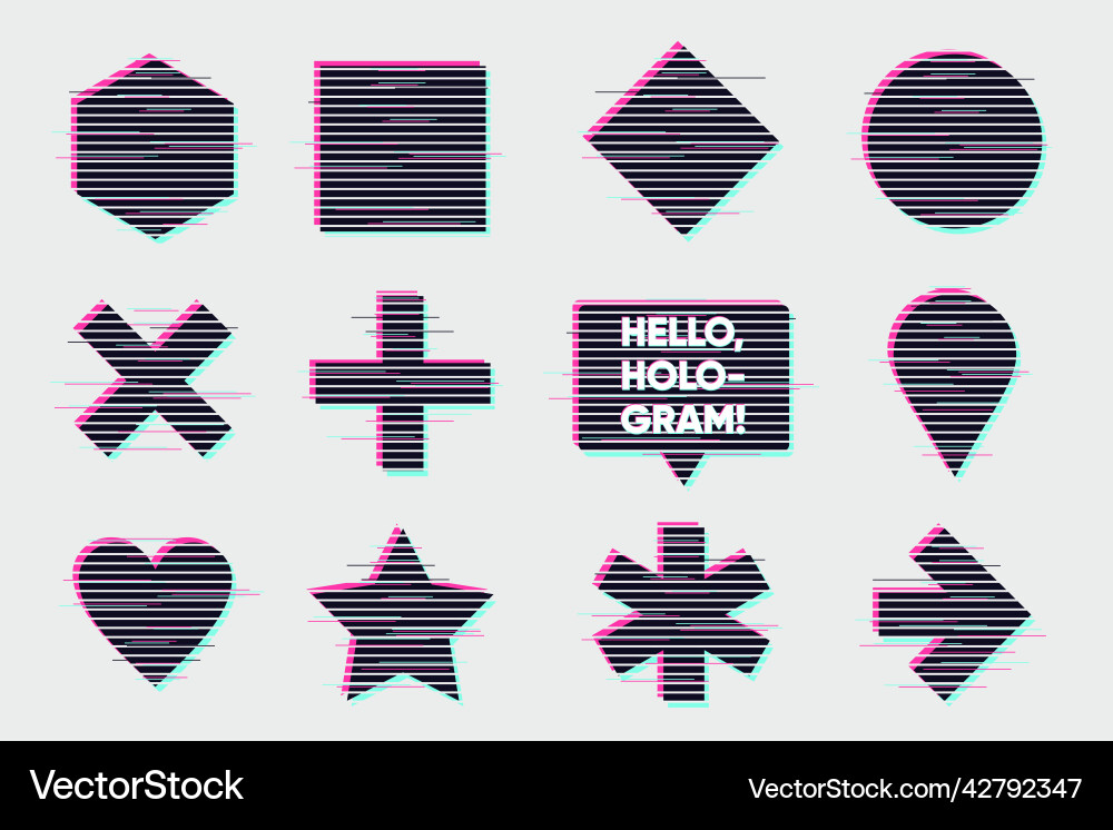 Virtual reality hologram banners signs set Vector Image