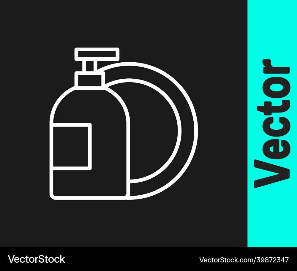 White line dishwashing liquid bottle and plate Vector Image