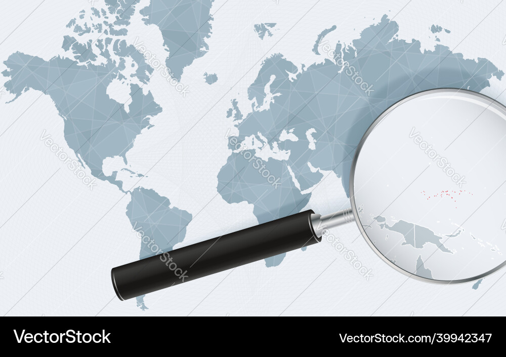 World map with a magnifying glass pointing Vector Image