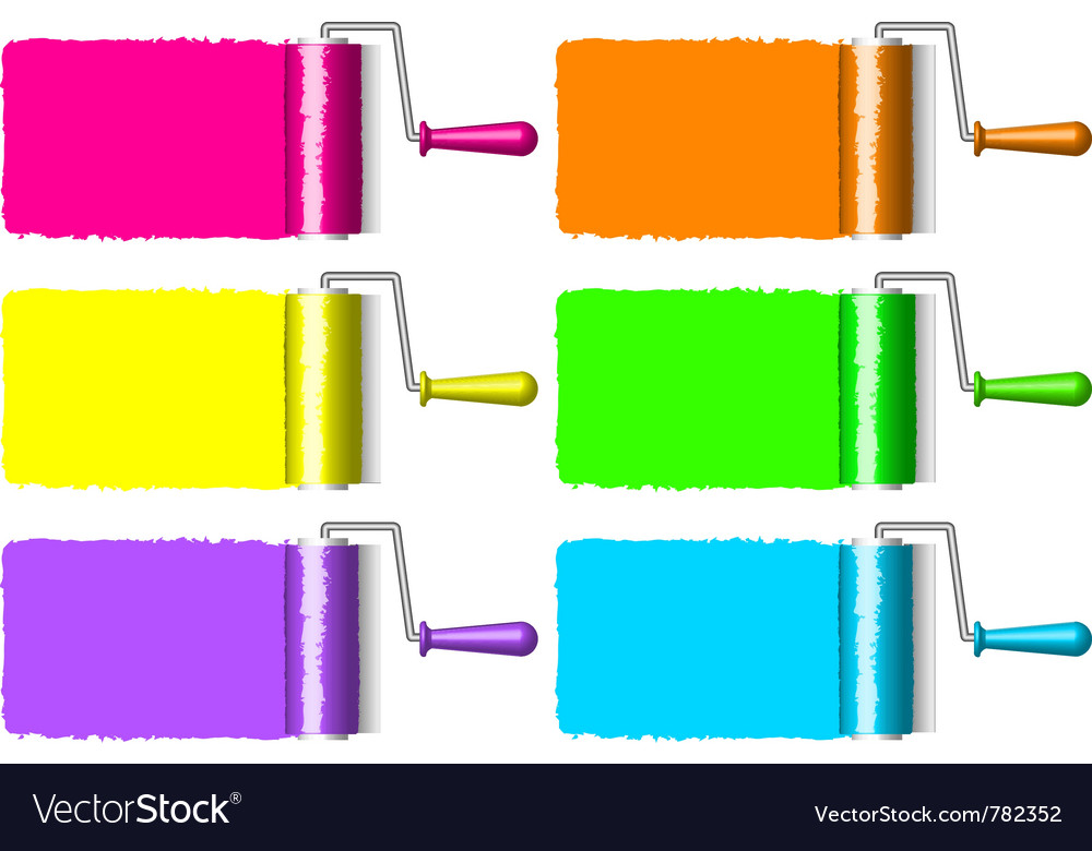 Colorful paint rollers Royalty Free Vector Image